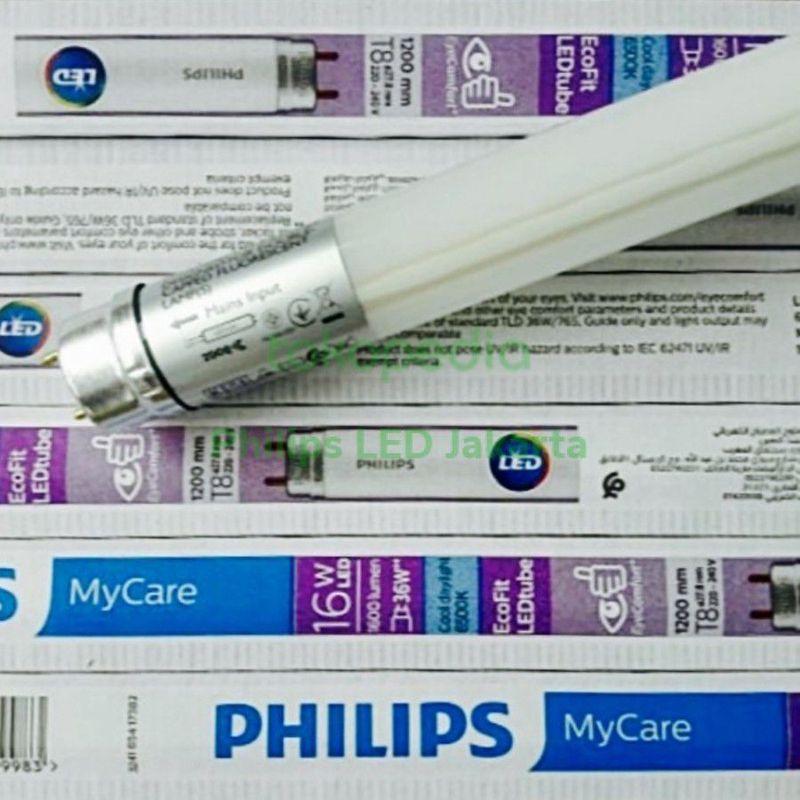 Lampu Philips TL Neon Led Tube T8 Ecofit 16 Watt 1200mm 6500K Putih ( 1 DUS 20 BUAH)
