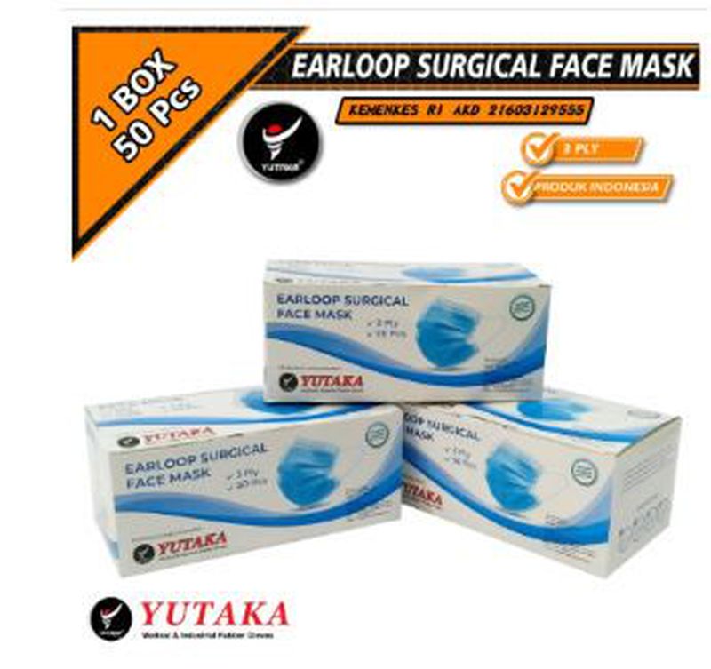 EARLOOP SURGICAL FACE MASK 3 PLY
