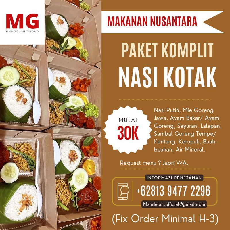 Mandelah Foods / Catering Nasi Kotak Paket 30K