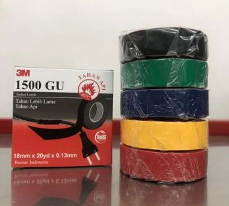 Lakban 1500GU Electric Tape 3M Isolasi Selotip Solasi Listrik - Hitam