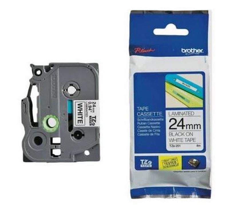 Label Tape Brother TZE-251 24mm Black on White Original