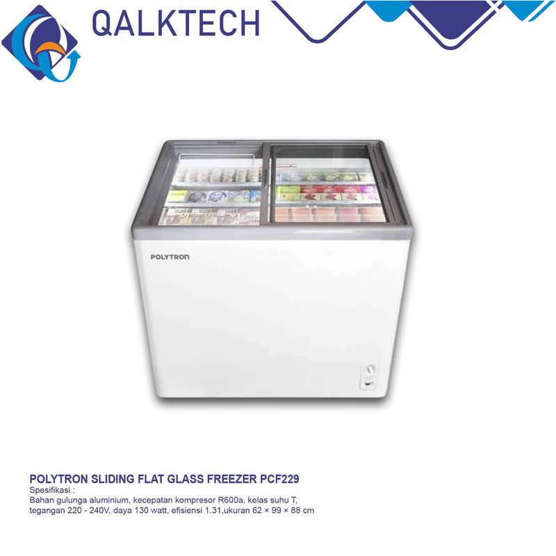 POLYTRON SLIDING FLAT GLASS FREEZER PCF229