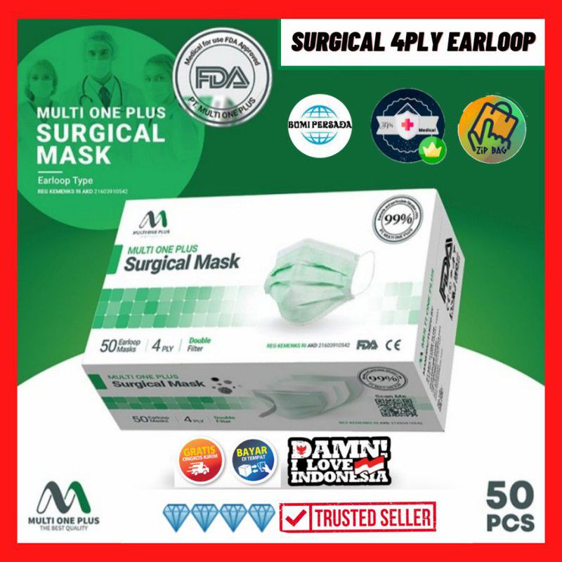 masker surgicaL Multi One Plus 4 Ply - Headloop