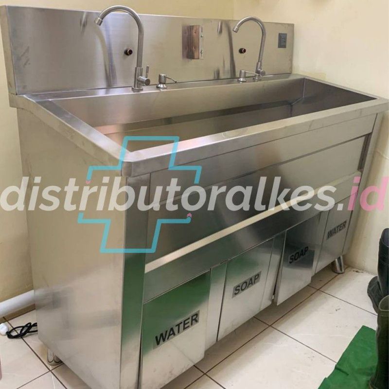 Scrub Station Stainless 2 Person / Alat cuci tangan sterile - A