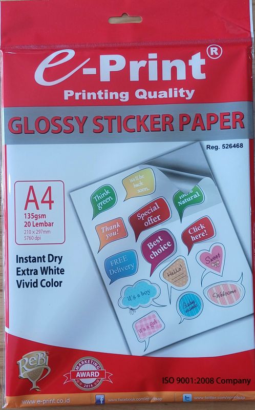 GLOSSY STICKER PAPER E-PRINT A4