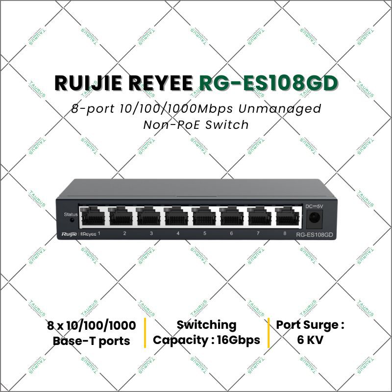 Ruijie Reyee RG-ES108GD 8-port 10/100/1000Mbps Unmanaged Non-PoE Switch