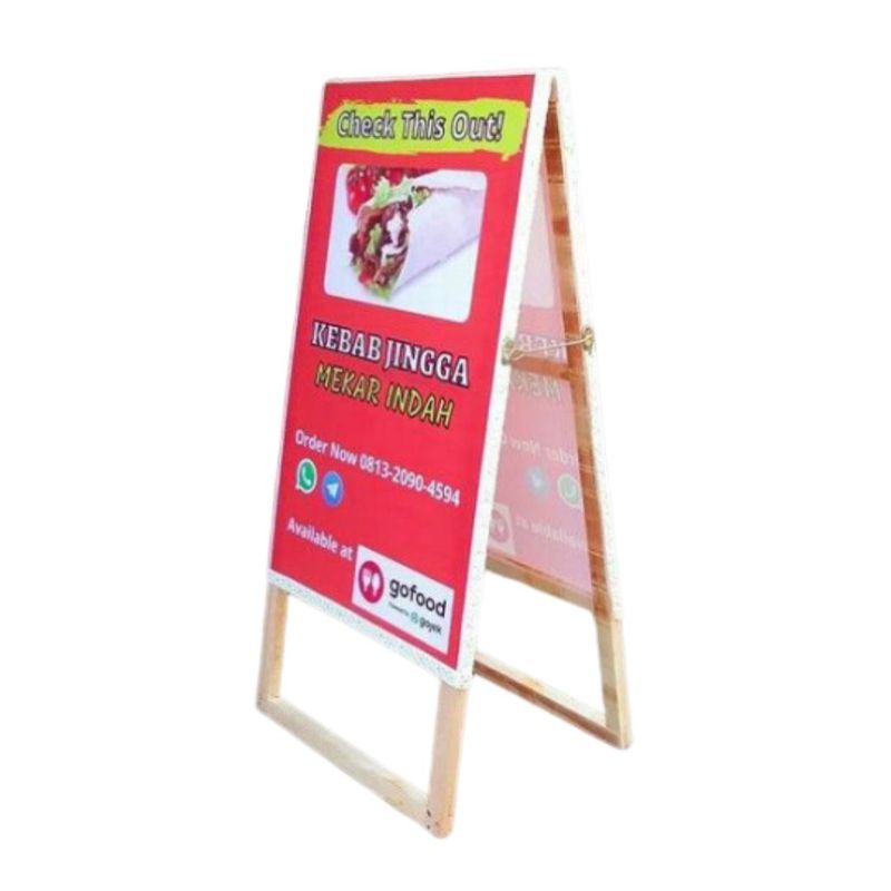 PAKET STANDING BANNER KAYU UK. 130X60CM