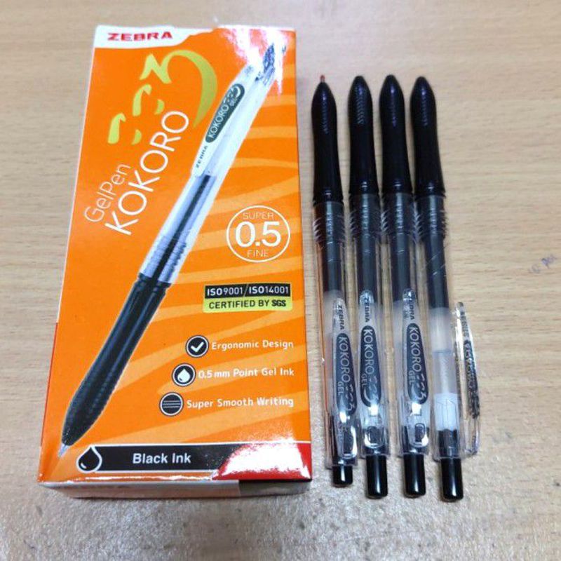 Ballpoint Zebra Kokoro Gel 0.5mm - Hitam