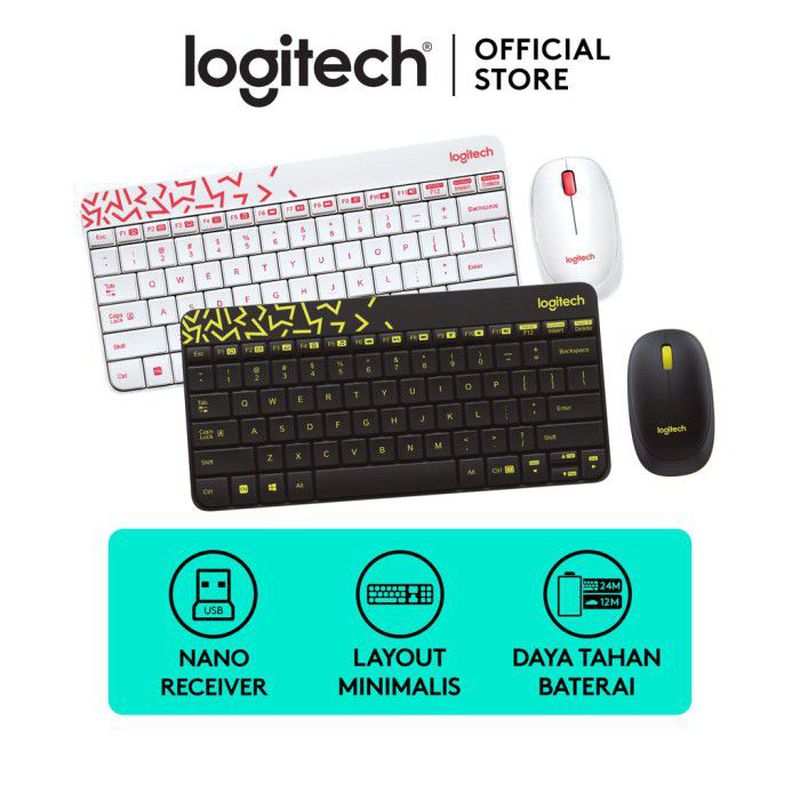 Logitech MK240 Wireless Keyboard dan Mouse - Black