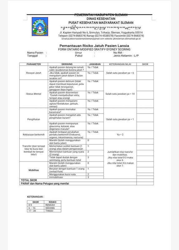 Form Skrining visual dan resiko jatuh Ranap Usila Pus Sleman