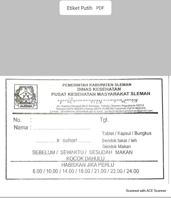 Etiket Putih Pus Sleman