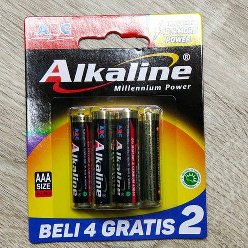 Batu Baterai ABC ALKALINE AAA / A3 satu pak isi 6