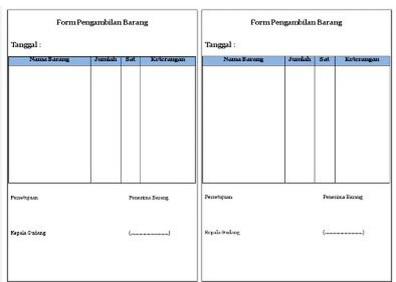 Buku Bukti Pengambilan Barang dari Gudang