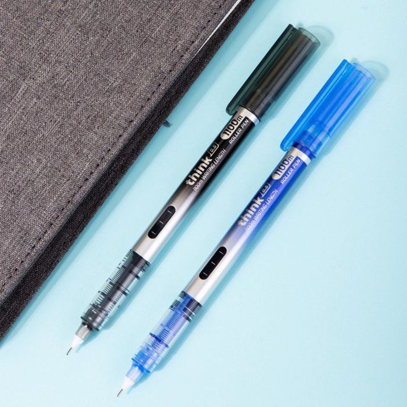 Pulpen Deli Think 0.5mm Black Ink Rollerball Quick Dry Pen - Q300