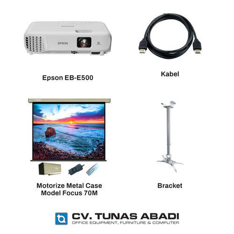 Paket LCD Proyektor + Layar Motorized + Bracket +Kabel