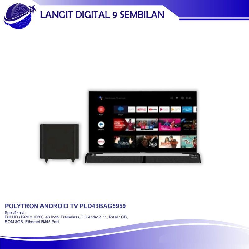 POLYTRON ANDROID TV PLD43BAG5959 SMART CINEMAX 43INCH