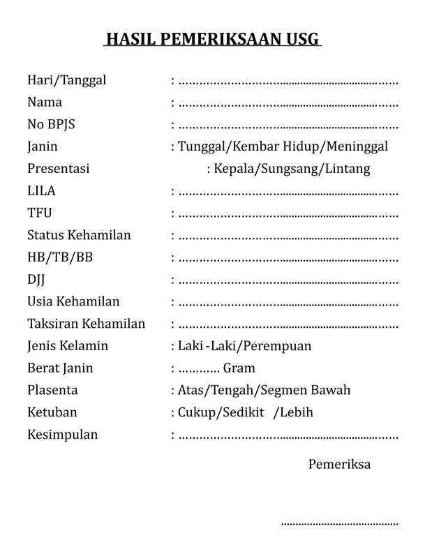 Form Hasil USG 1/2 Folio