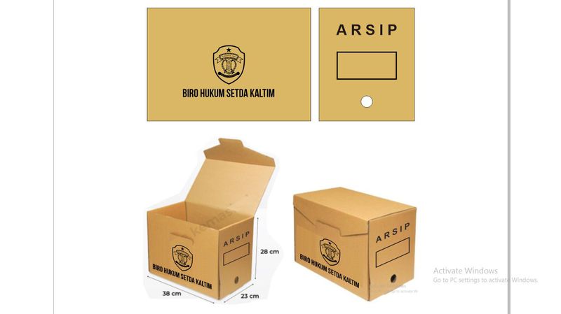 Kotak Arsip Kardus Cetak Nama/Logo Costum Dua Sisi Tutup Segitiga
