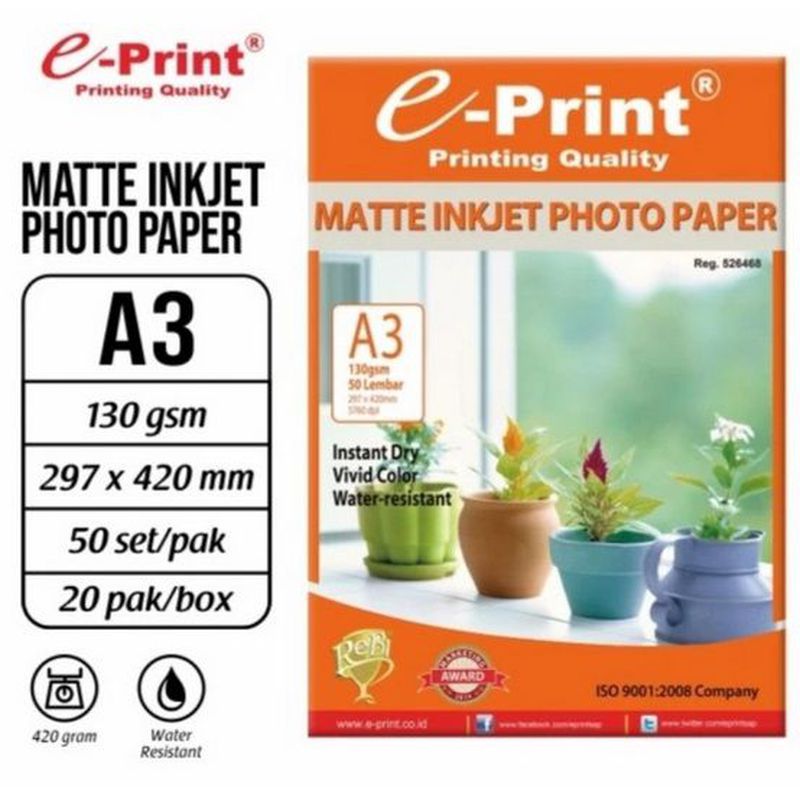 Eprint Kertas Matte A3 | 130 Grm