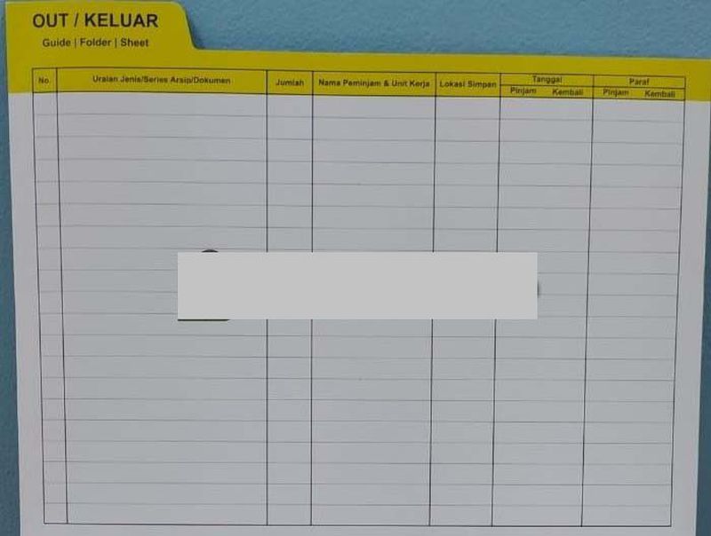 Out Indikator (Out Guide/Out Sheet) Arsip