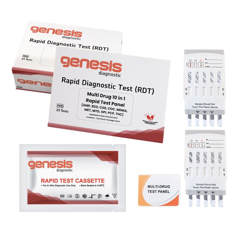GENESIS DIAGNOSTIC MULTI DRUG 10 IN 1 RAPID TEST PANEL (AMP, BZO, SOMA ...