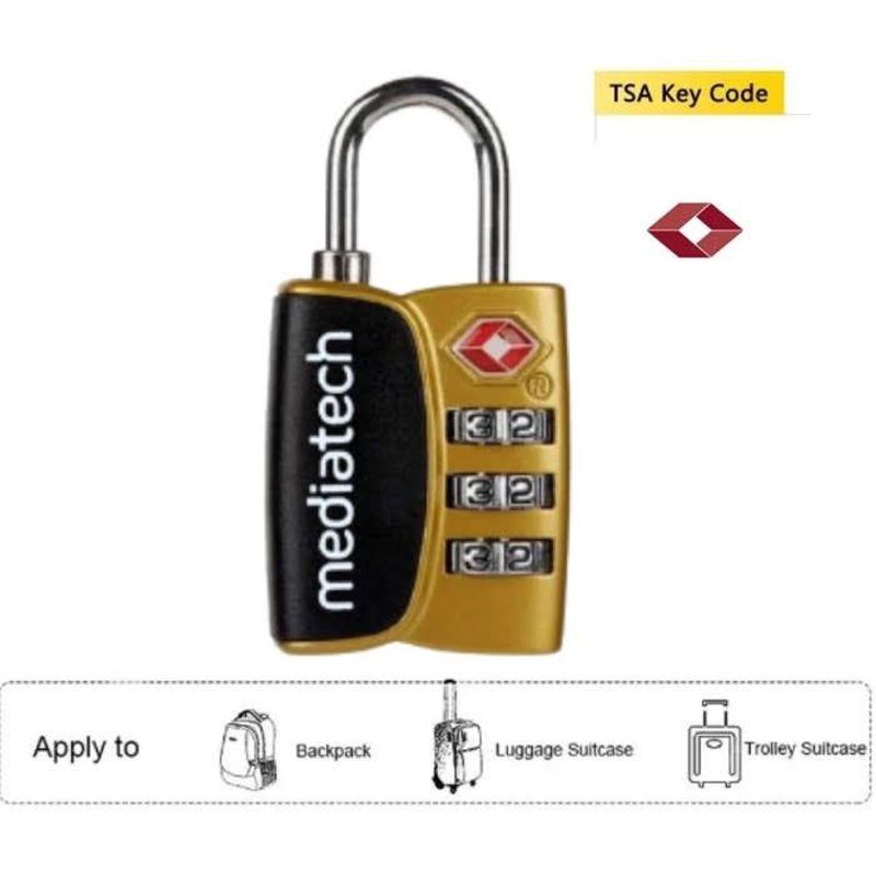 Mediatech Gembok Koper TSA - Kombinasi 3 Dial Padlock TSA TL 02 470022GOLD