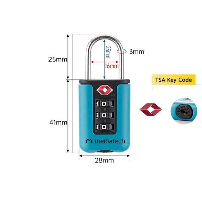 Mediatech Gembok Koper TSA - Kombinasi 3 Dial Padlock TSA TL 01 470021 ...
