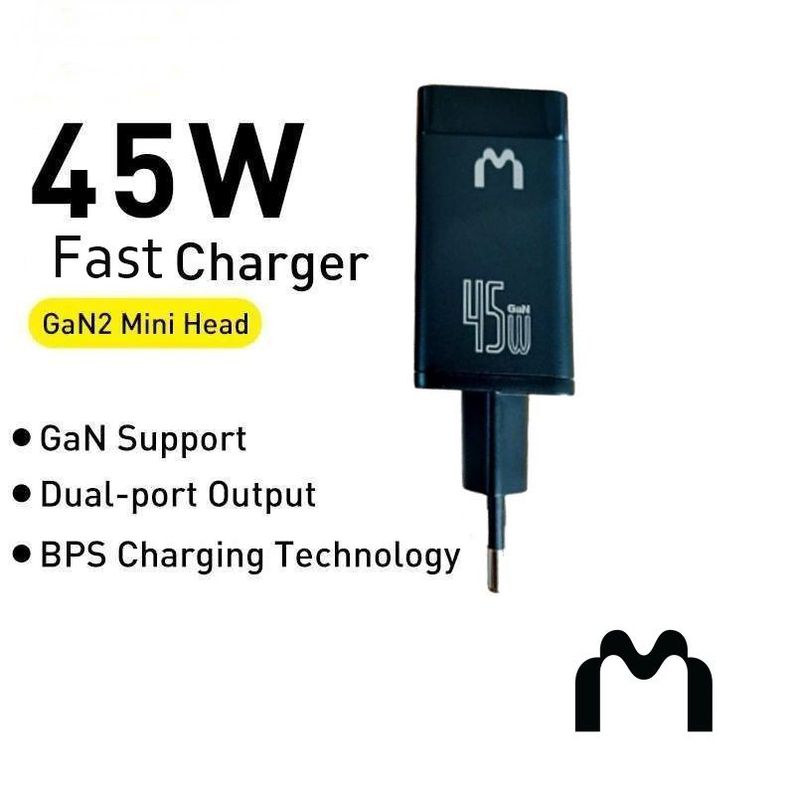 Mediatech Mini Travel Charger 45W 1C+1A Black 630009BLACK