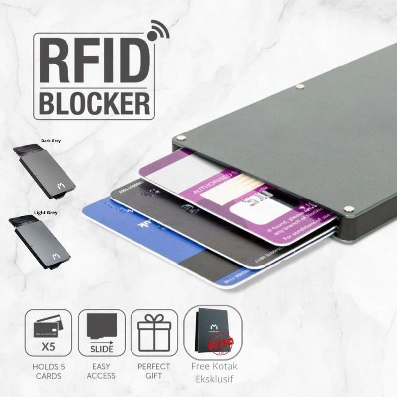 Mediatech RFID Alumunium Card Holder Dompet Kartu RFID 470032 - Dark Grey
