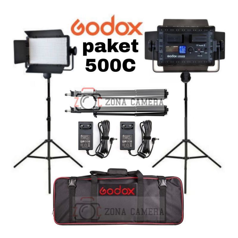 Paket Godox 500C LED Video Light Studio Fill Lighting Vlog Lampu 500 ...