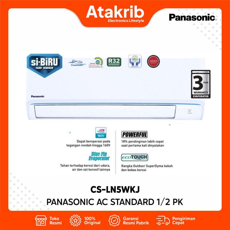 AC SPLIT STANDART 1/2 PK MERK PANASONIC, TYPE CS/CU-LN5WKJ