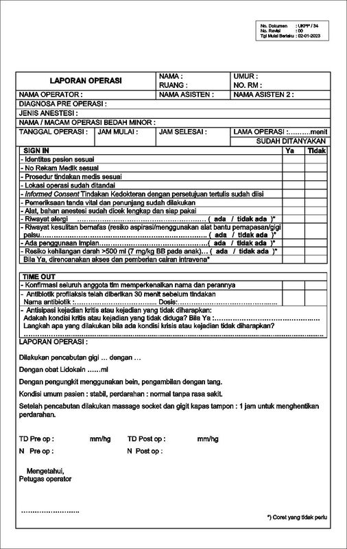 Form laporan Operasi gigi Pus Tempel 2