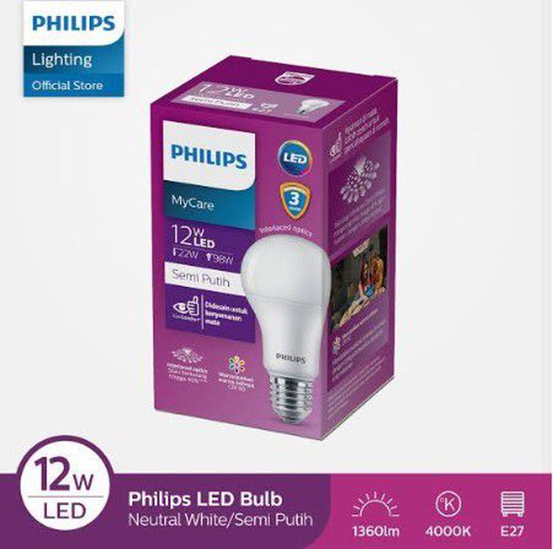 PHILIPS LED Bulb MyCare 12W 12 Watt 4000K Netral Semi Putih E27