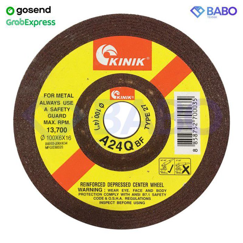 Batu Gerinda Poles Slep Kinik Mata Slep Kinik Tebal 6ml 4 inch A24Q
