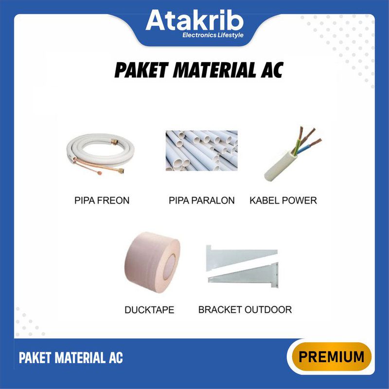 PAKET MATERIAL AC - PIPA FREON - KABEL POWER