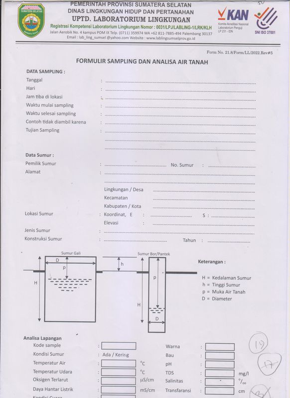 Formulir Sampling dan Analisa Air Tanah