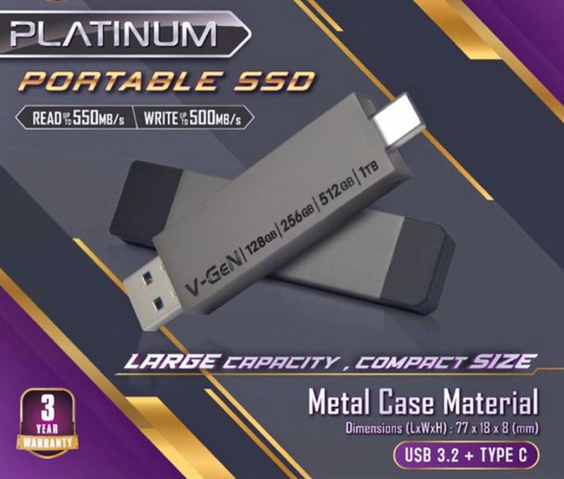 SSD VGEN Portable 512 GB V-GEN USB 3.2 External USB-C