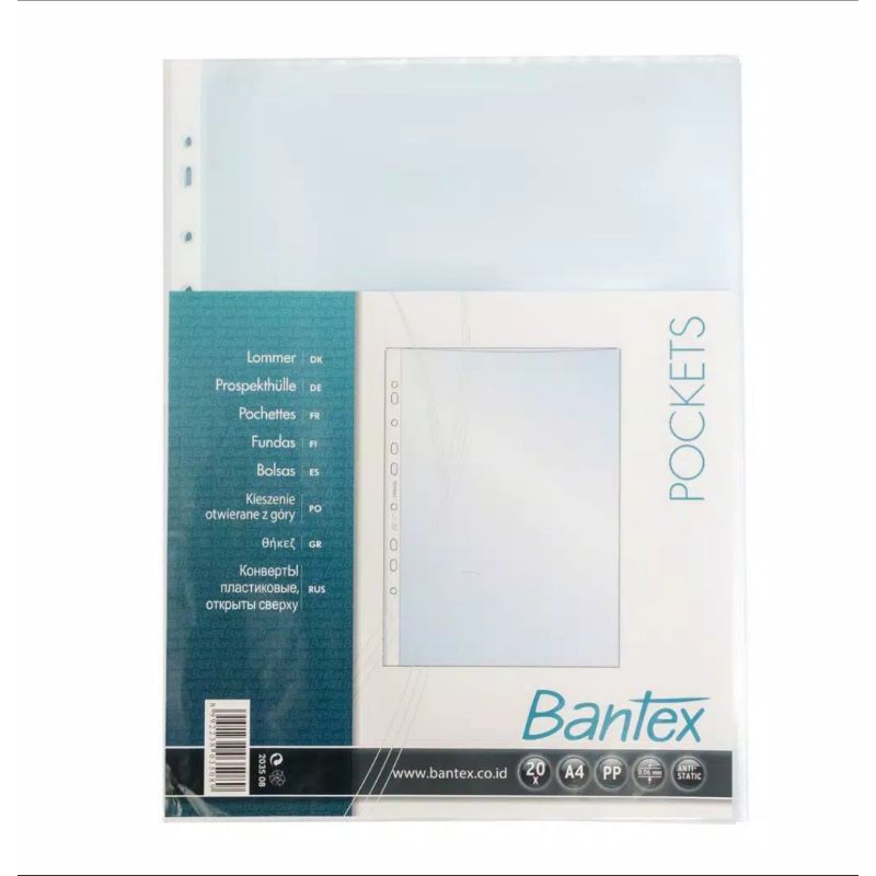 PP Plastik Pocket Bantex A4 8040 / Pembatas Binder Plastik isi 20 lembar