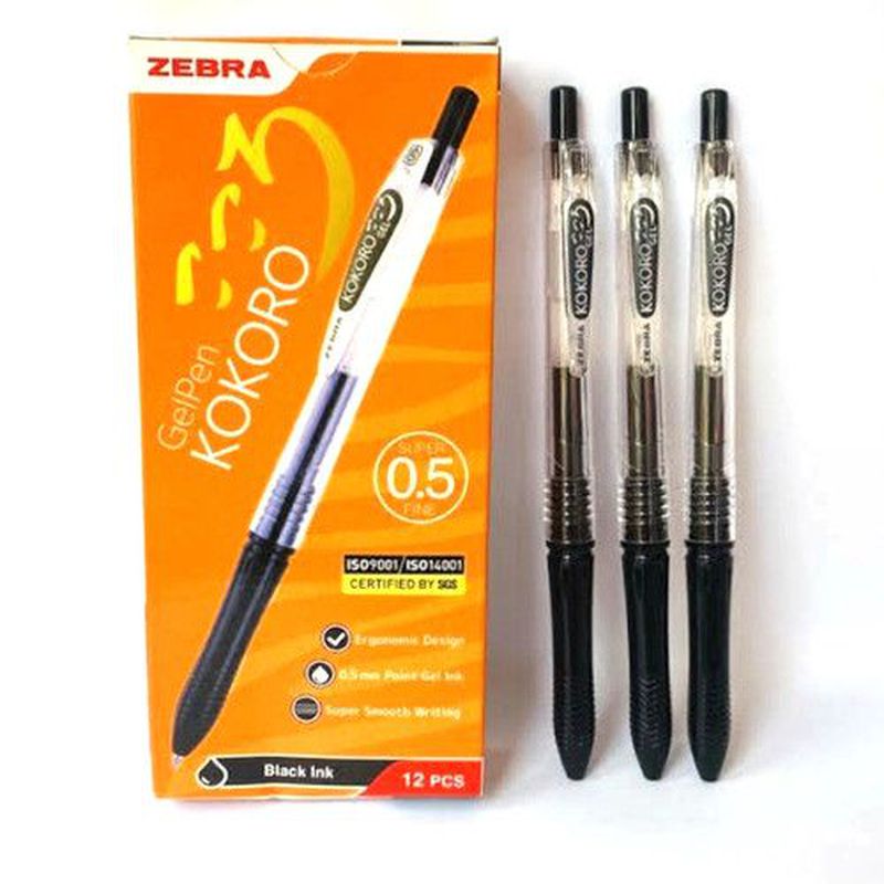 Ballpoint zebra kokoro gelpen 0.5 hitam