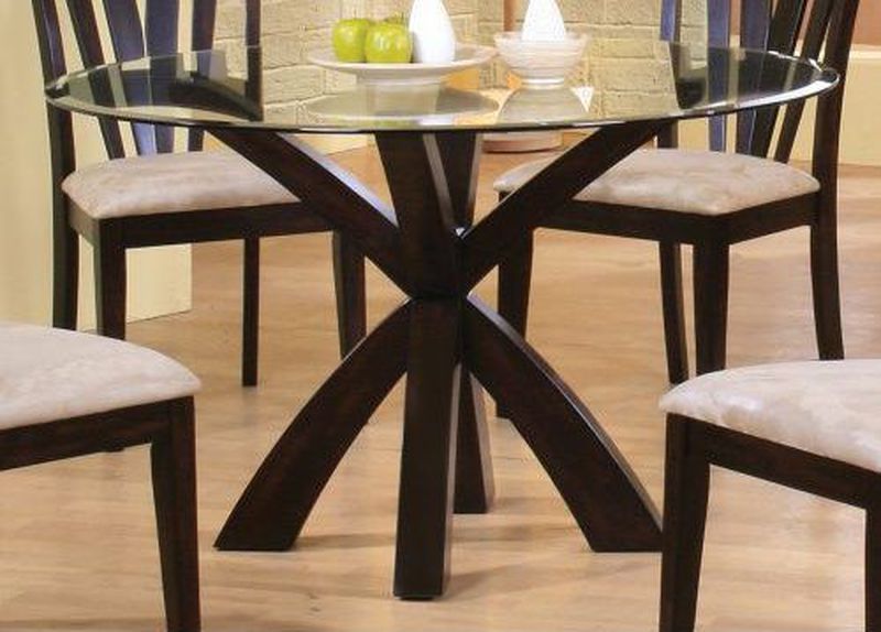 Meja Makan Bulat Kaca Uk. 120cm x t 76 cm + 4 Kursi Makan