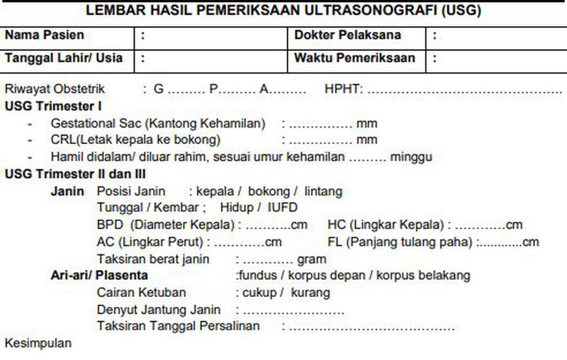 FORM HASIL USG