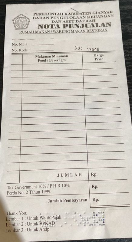 Cetak Nota Penjualan (NCR 1/3 folio Rangkap 3)