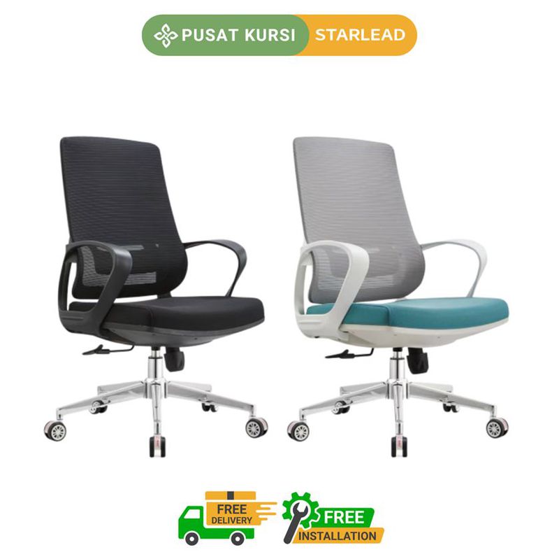 Kursi Ergo Comfort Pro Office Chair - Black - Biru Muda