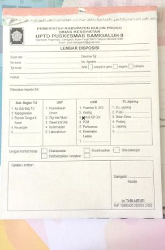 Lembar Disposisi Pusk Samigaluh II