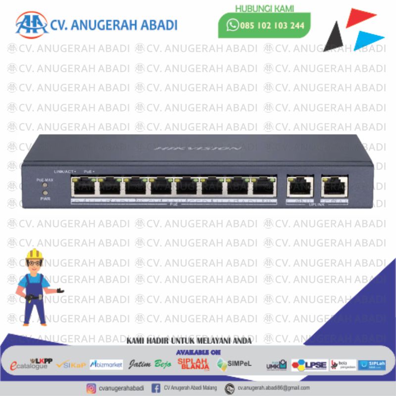 switch hub hik ds-3e0310p-e/m+2 uplink 8 port poe
