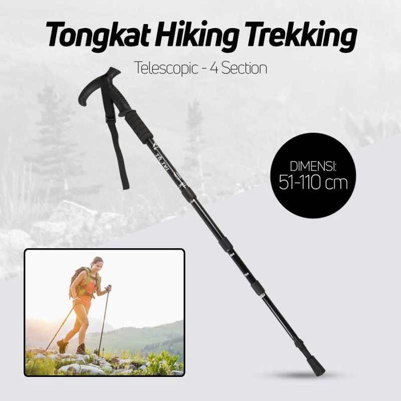 Stick Tongkat Lipat Hiking Camping Treking Portable Ringan Naik Gunung - A