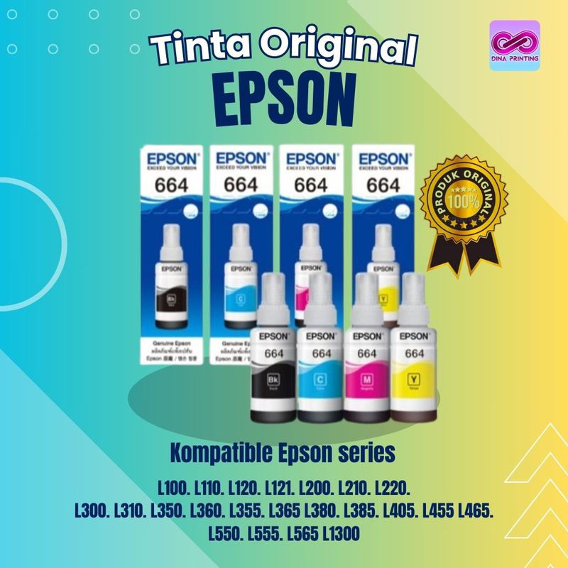 1 set Tinta Epson 664 original 4 Warna (C,M,Y,K)