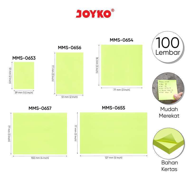 Memo Stick Notes Joyko 653, 654, 655, 656, 657 (1 set)