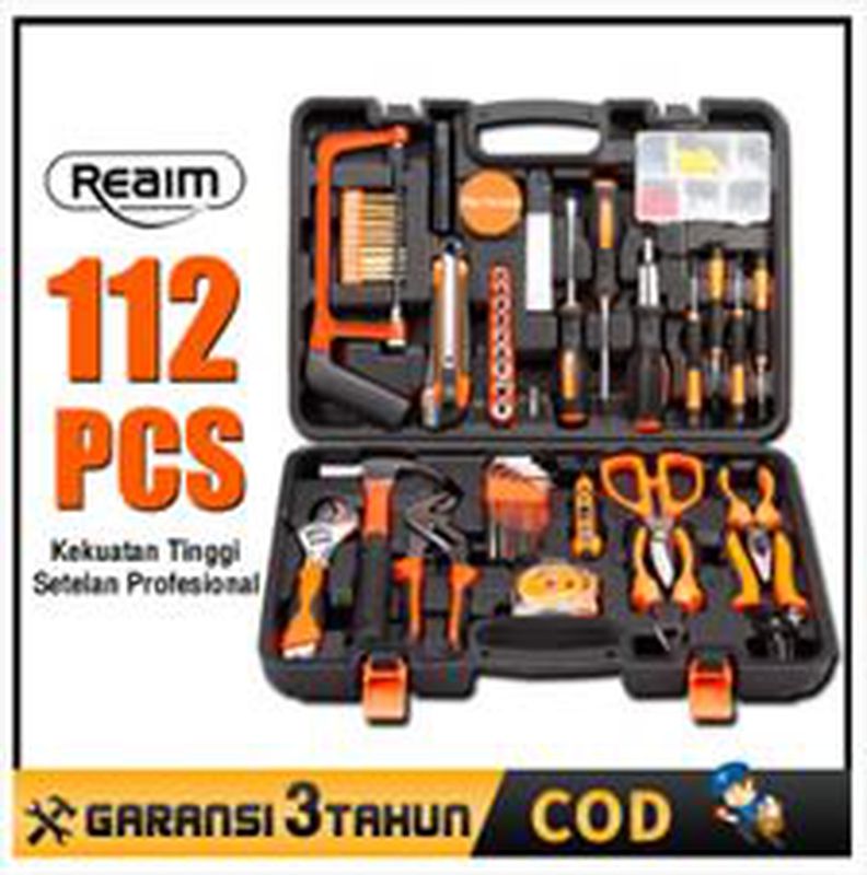 Reaim Hand Toolset 112PCS Tool Kit Alat Rumah Tangga Tool Kit Set Toolkit Toolbox Reaim-Gjtz112