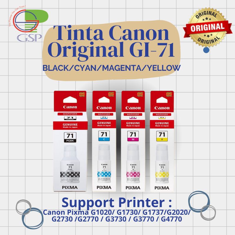 Tinta Canon Pixma GI-71 Black / Cyan / Magenta / Yellow - Kuning